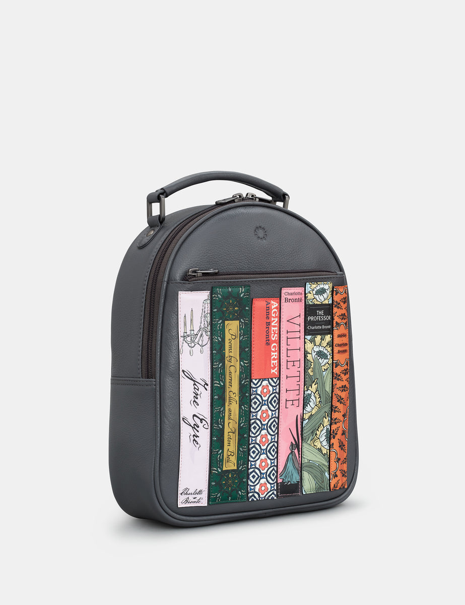 Brontë Bookworm Grey Leather Backpack By Yoshi