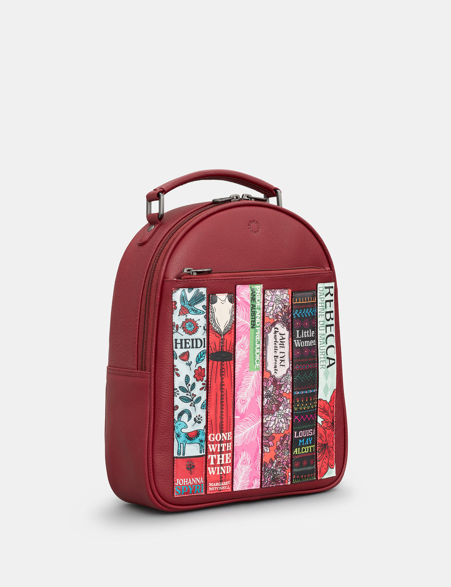 Bookworm Cherry Red Leather Backpack By Yoshi