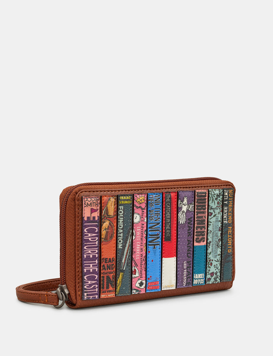 Bookworm Brown Vegan Leather Purse With Wrist Strap | Yoshi