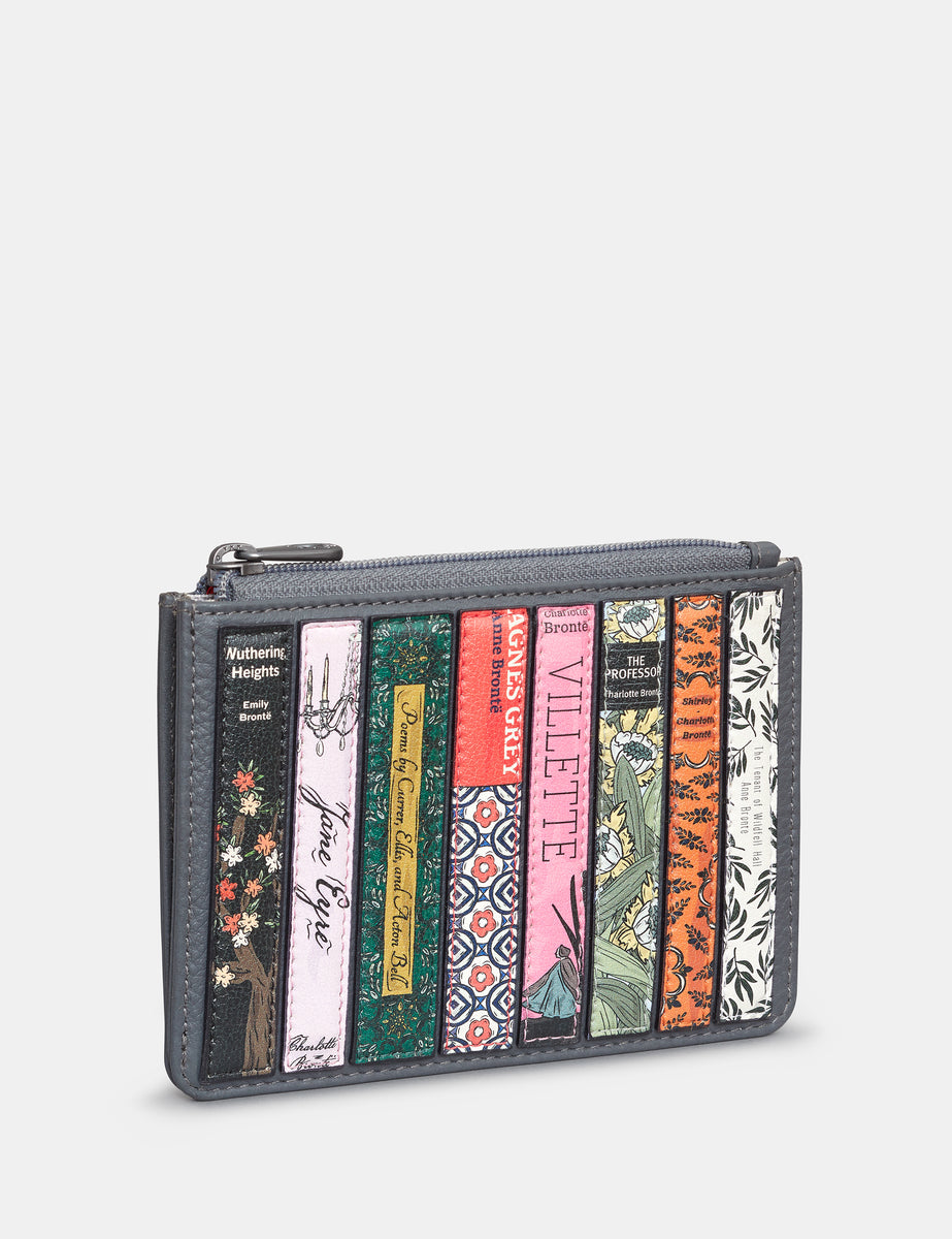Brontë Bookworm Grey Zip Top Leather Book Purse for Women by Yoshi