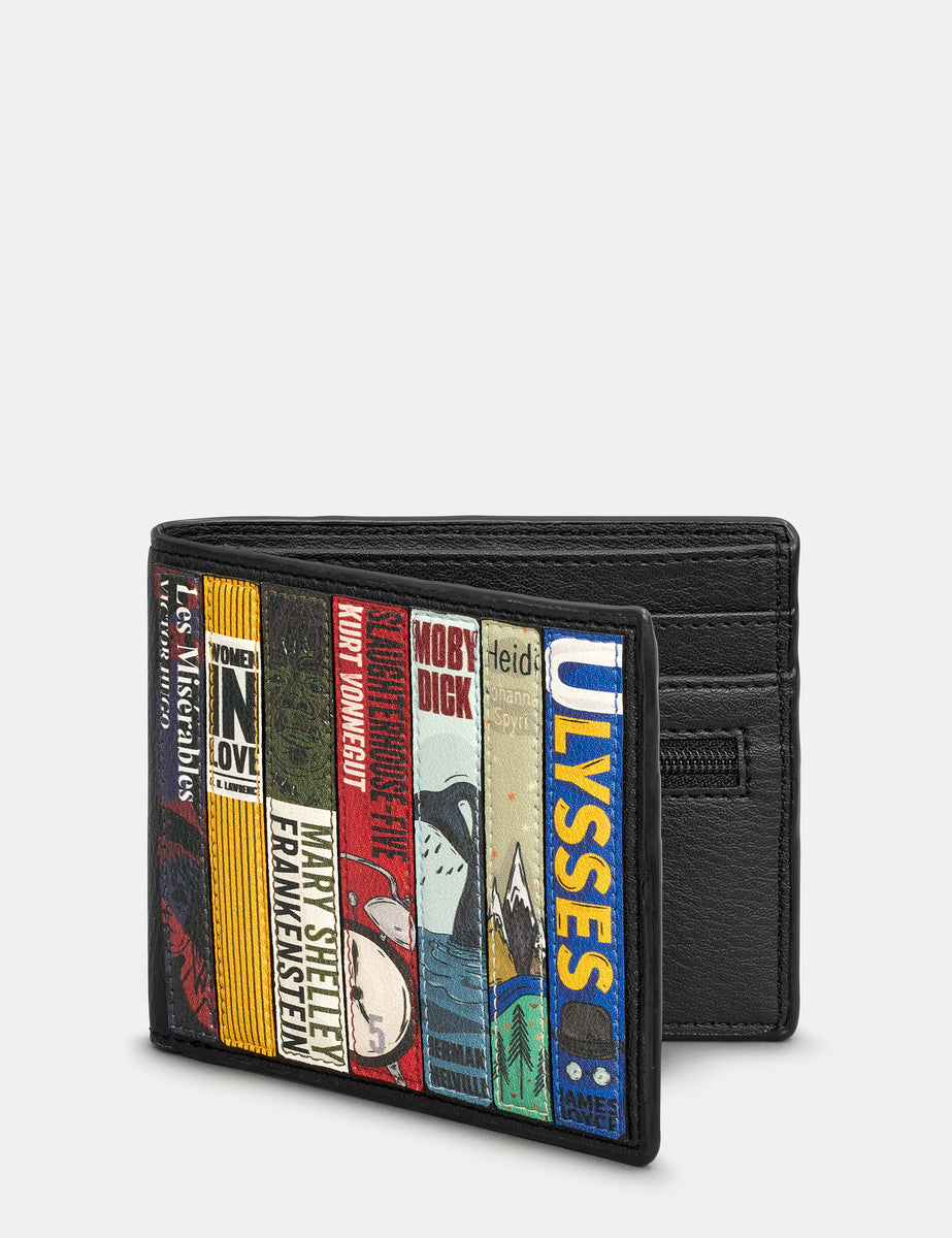 Bookworm Black Vegan Leather Wallet for Men With Zip Pocket By Yoshi