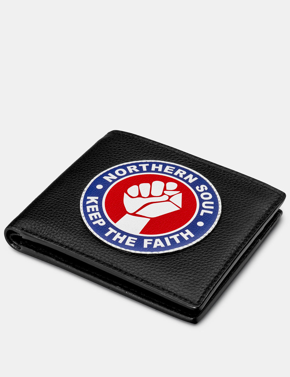 Northern Soul Black Leather Wallet With RFID And Zip Pocket By Yoshi