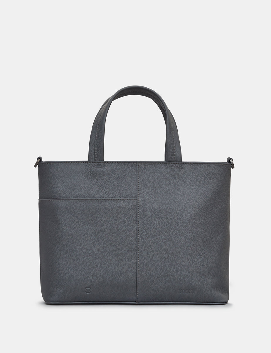 Brontë Bookworm Grey Leather Grab Bag | Handbag By Yoshi