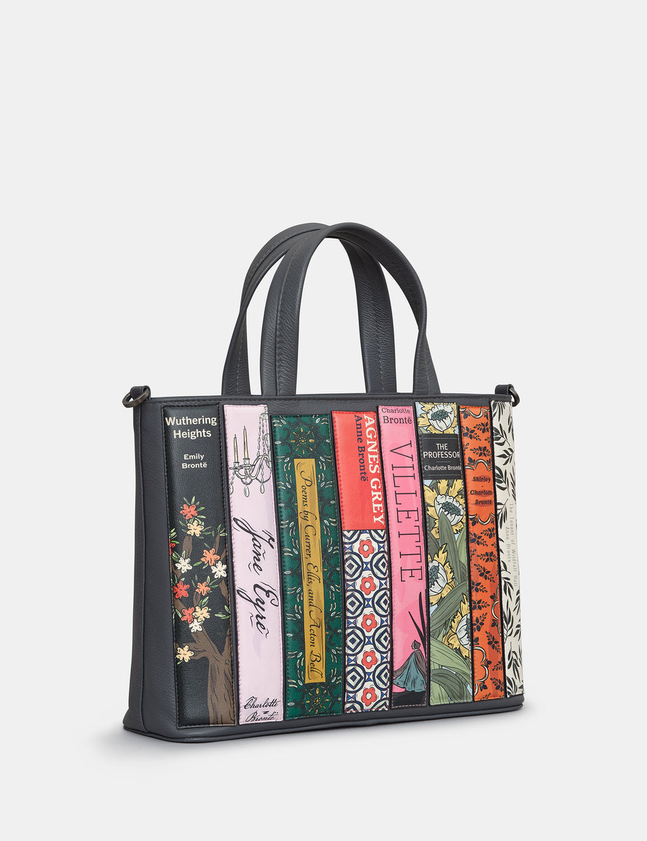 Brontë Bookworm Grey Leather Grab Bag | Handbag By Yoshi